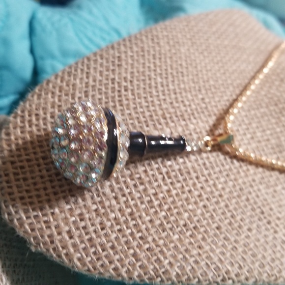 Jewelry | Black Crystal Microphone Necklace | Poshmark